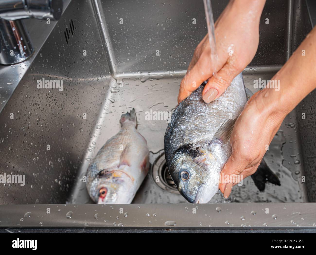 Woman washing up restaurant hi-res stock photography and images - Alamy