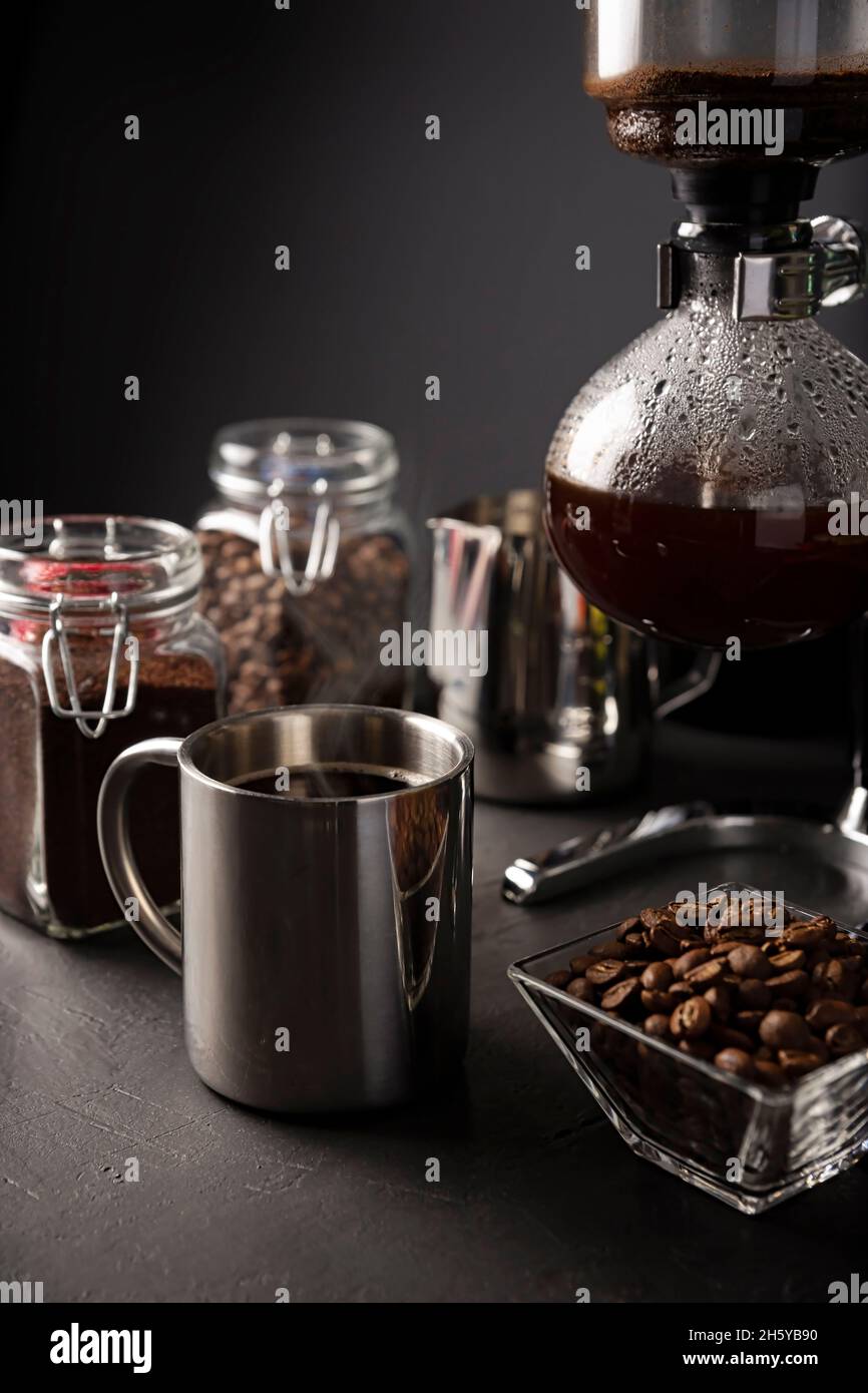 Vacuum coffee maker also known as vac pot, siphon or syphon coffee ...