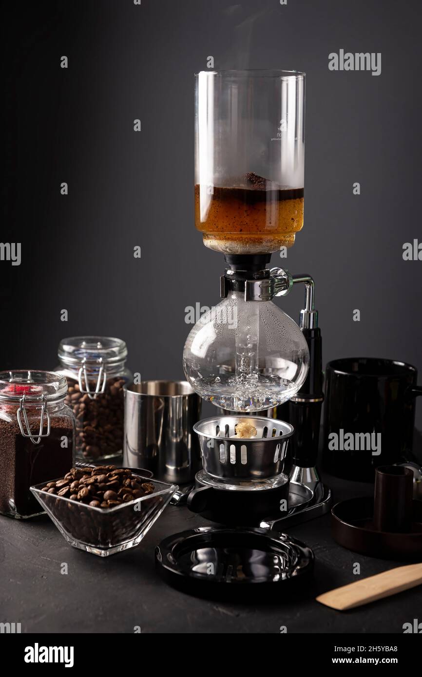Vacuum coffee maker also known as vac pot, siphon or syphon coffee ...