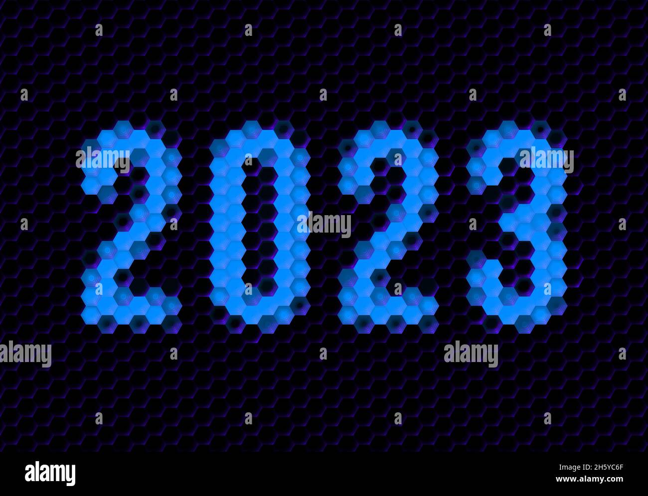 Sign of the 2023 year with hex pixel grid. New Years number or digits ...