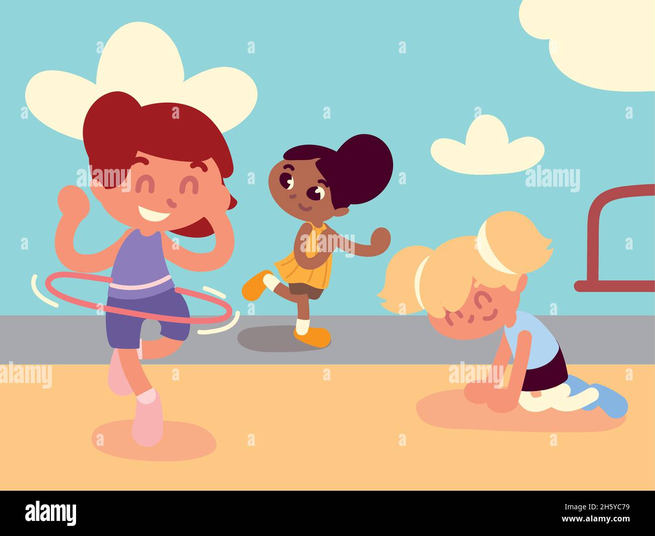 girls playing cartoon Stock Vector Image & Art - Alamy
