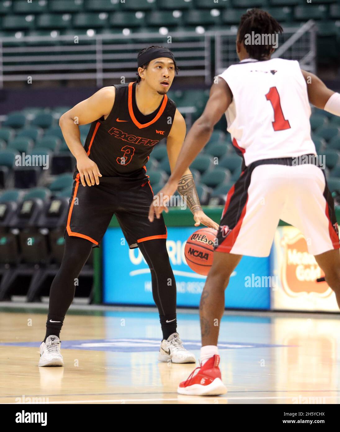 November 11, 2021 - Pacific Tigers guard Pierre Crockrell II #3 during ...