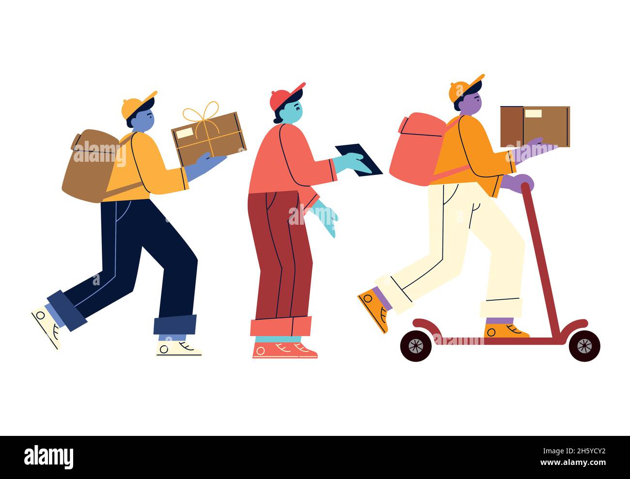 delivery workers icons Stock Vector Image & Art - Alamy
