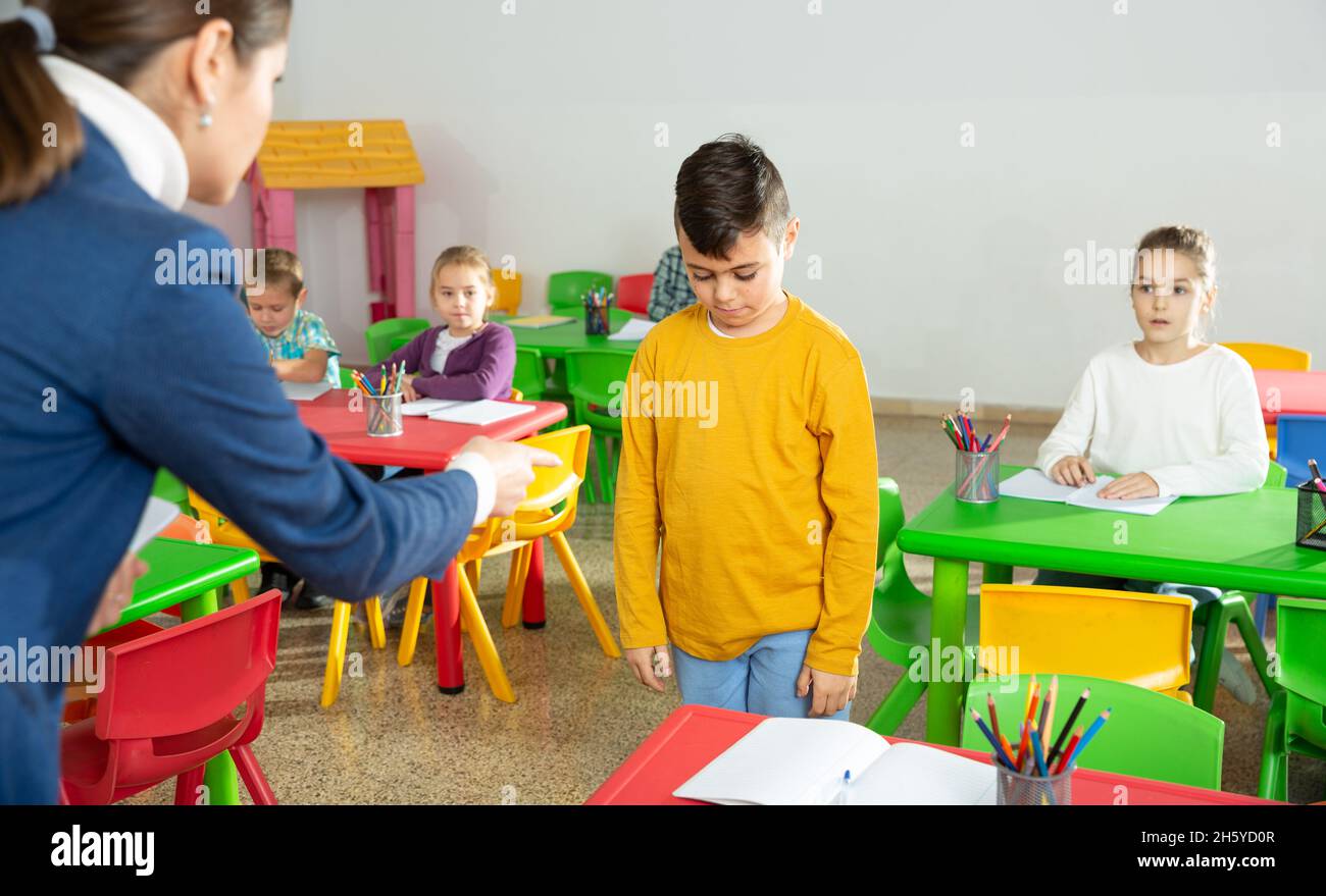 Teacher scolding school boy hi-res stock photography and images - Alamy