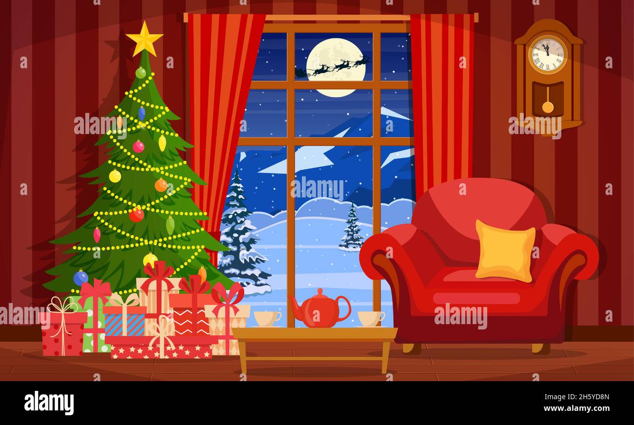 Merry christmas window living Stock Vector Images - Alamy