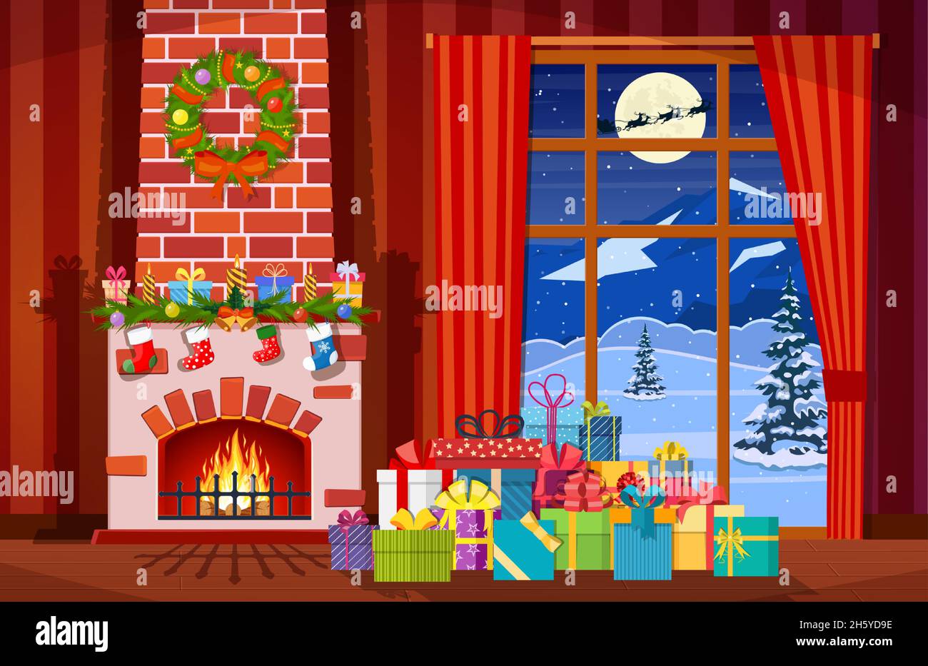 Snow window interior Stock Vector Images - Alamy