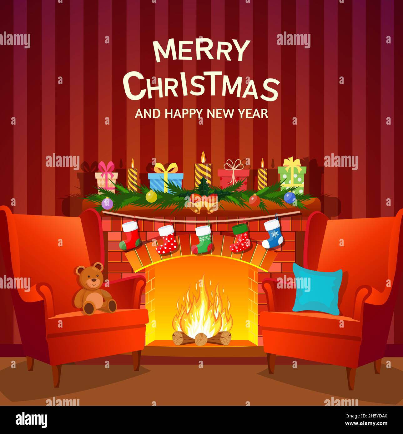 Living room in log Stock Vector Images - Alamy