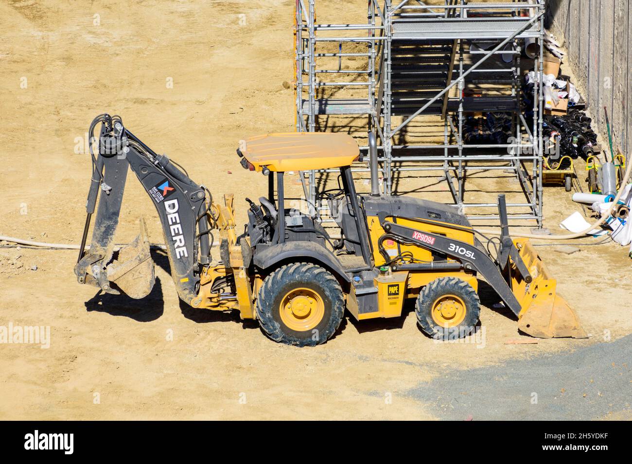 John Deere 310SL Backhoe Loader parked in the construction zone - San ...