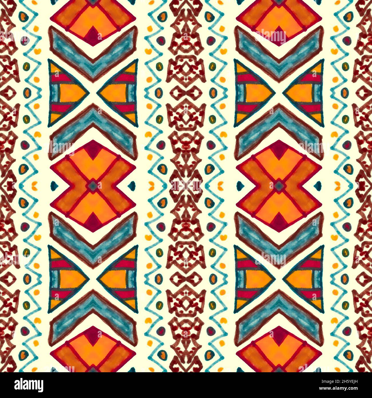 Seamless peruvian pattern. Hand drawn aztec illustration Stock Photo ...
