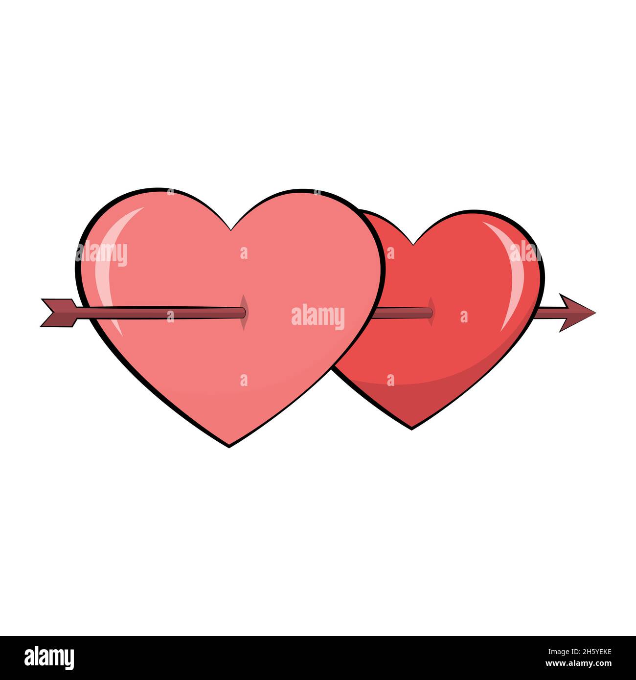 Hand drawn two hearts Cut Out Stock Images & Pictures - Alamy