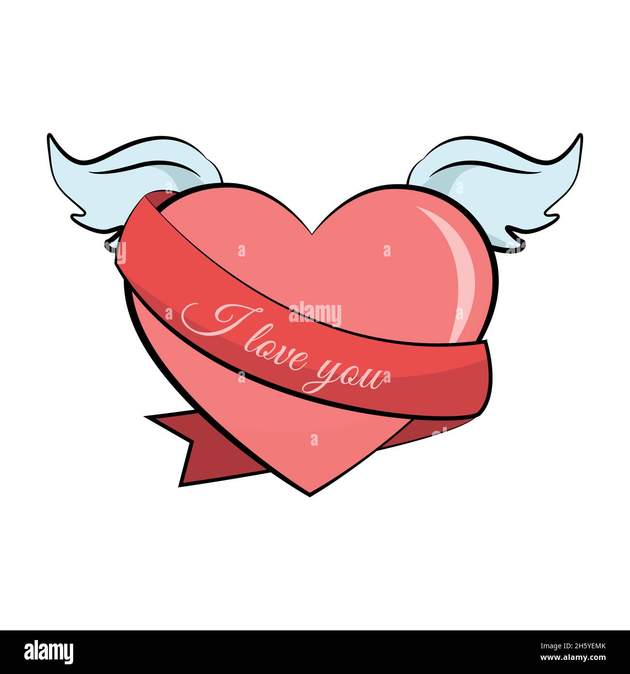 Flying heart vintage card valentine Cut Out Stock Images & Pictures - Alamy