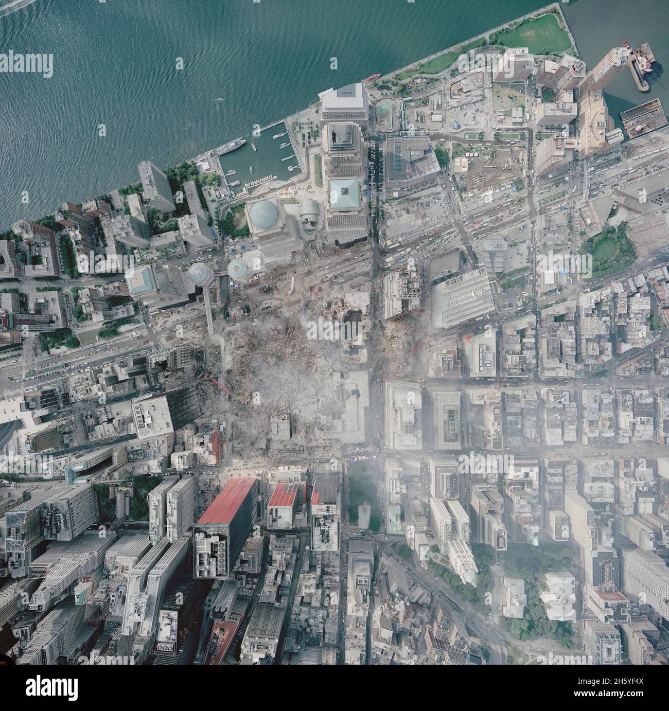 Remains of the World Trade Center complex in downtown New York City ...