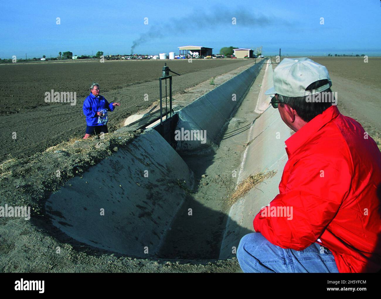 Recently constructed concrete lateral and headgate used for level basin ...