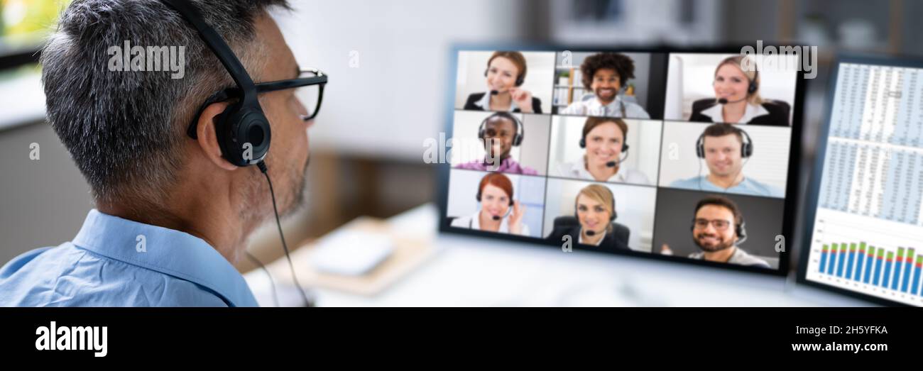 Virtual Video Conference Call Meeting And Financial Presentation Stock ...