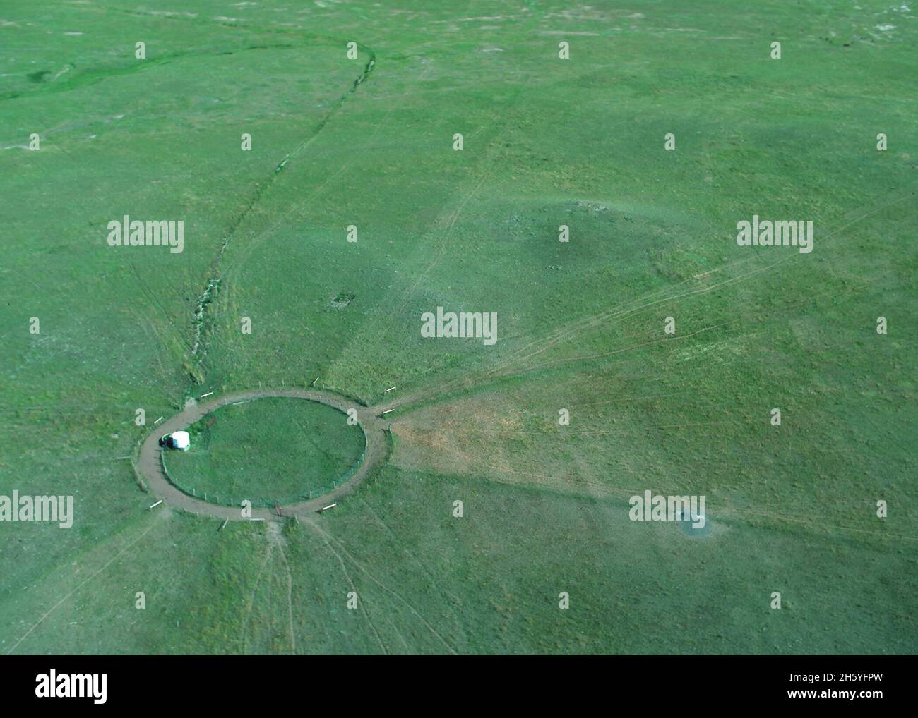An aerial view of a cell grazing system where livestock are rotated ...