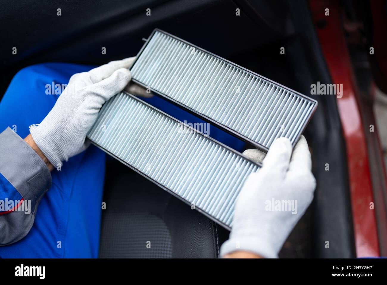 New Clean Car Filter. Vehicle Fresh Air. Automobile Maintenance Stock ...