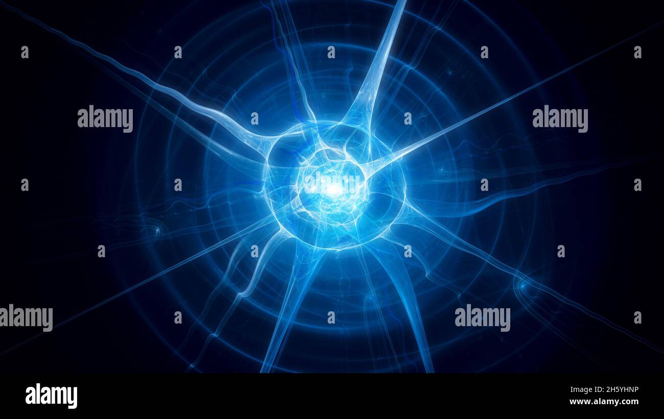 Blue glowing neutron star, computer generated abstract background, 3D ...