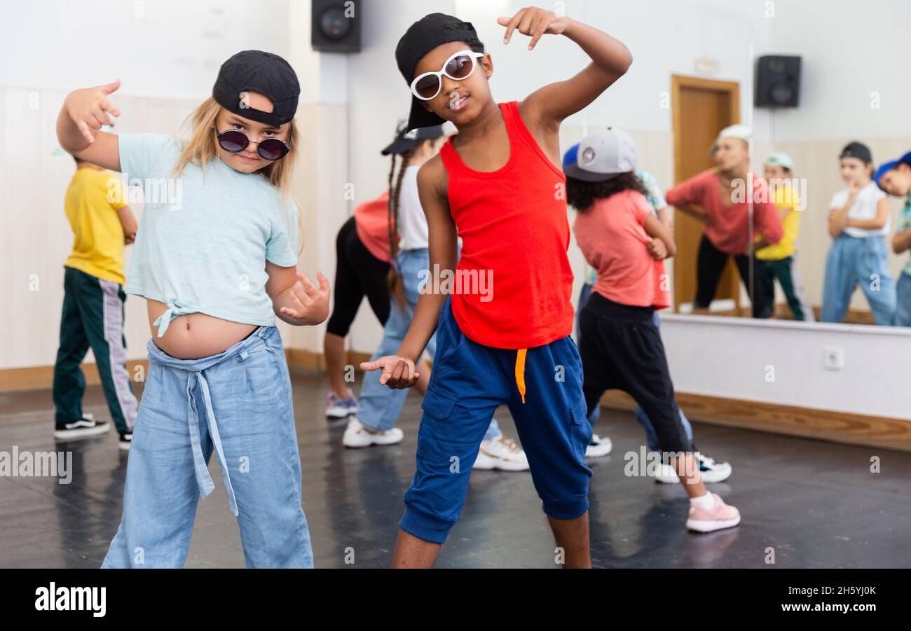 Kids hip hop dancers posing at studio Stock Photo - Alamy