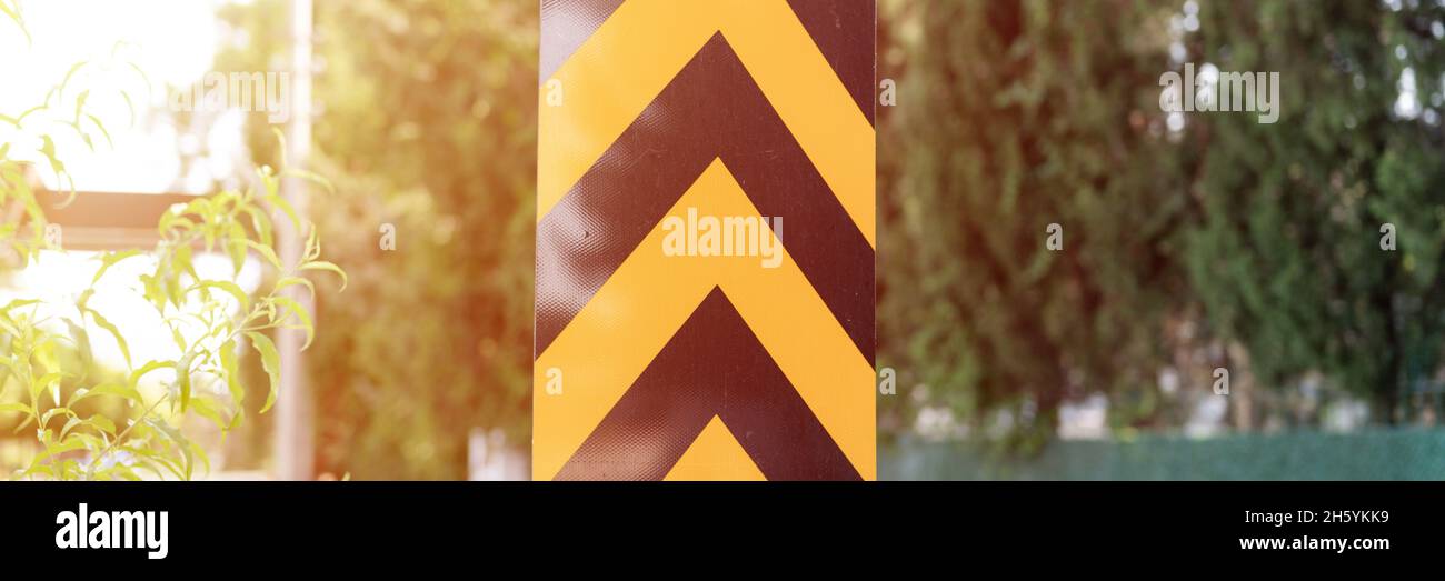 traffic safety signs on city street road. direction movement sign ...