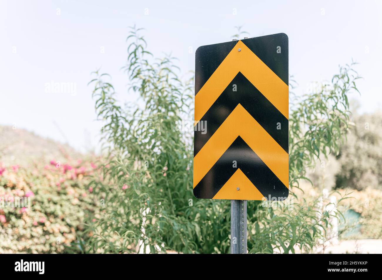 traffic safety signs on city street road. direction movement sign ...