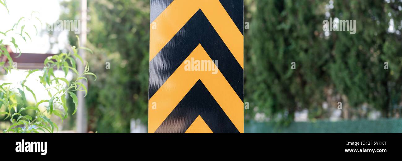 traffic safety signs on city street road. direction movement sign ...