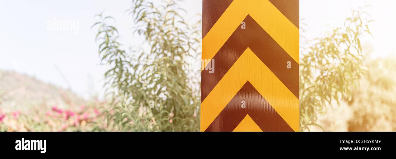 traffic safety signs on city street road. direction movement sign ...