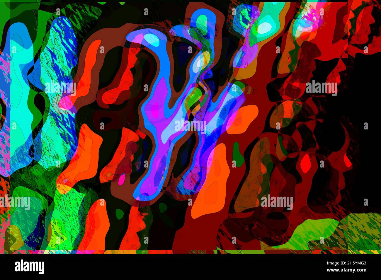 Abstract art. Crowd concept. Many colored faces in a crowd Stock Photo ...