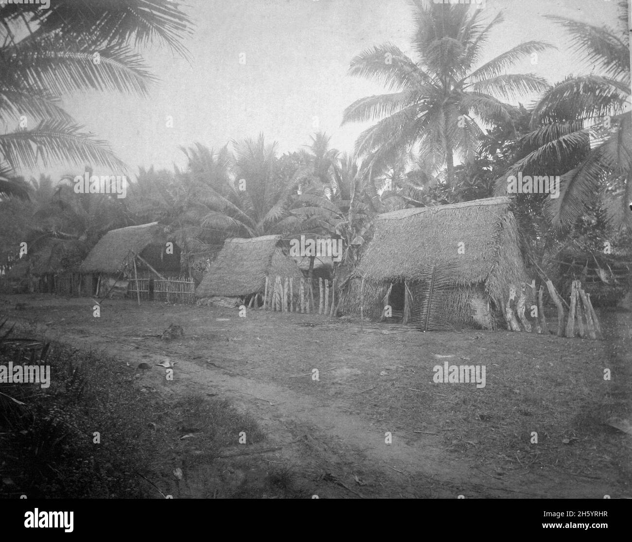 Ladrone Islands, Guam, Caroline islanders village near Agana ca. 1900 ...