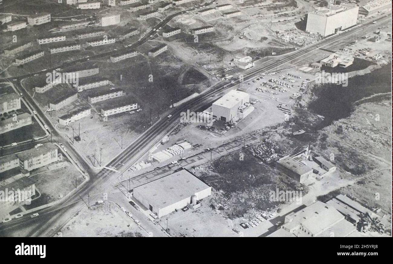 Aerial view of Hunters Point area where shooting occurred that began ...