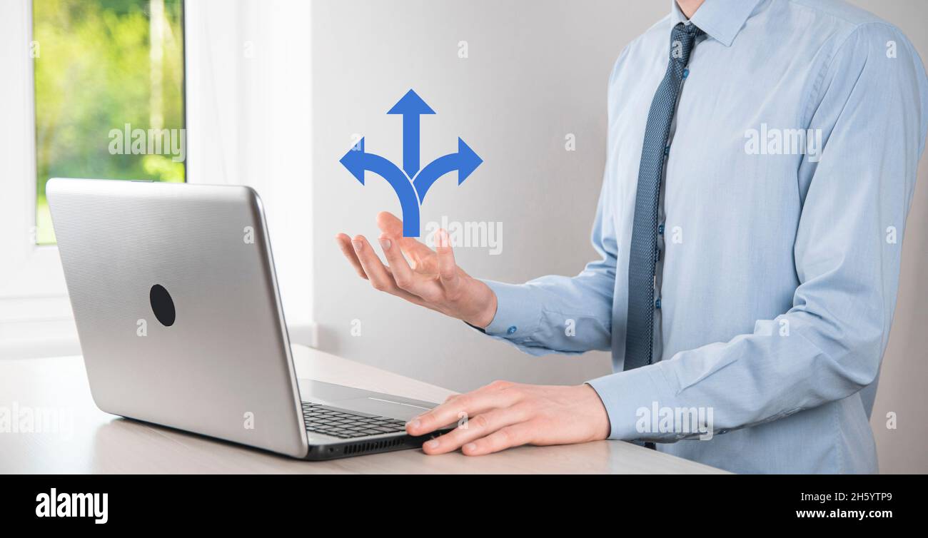 Three arrows in different directions hi-res stock photography and ...