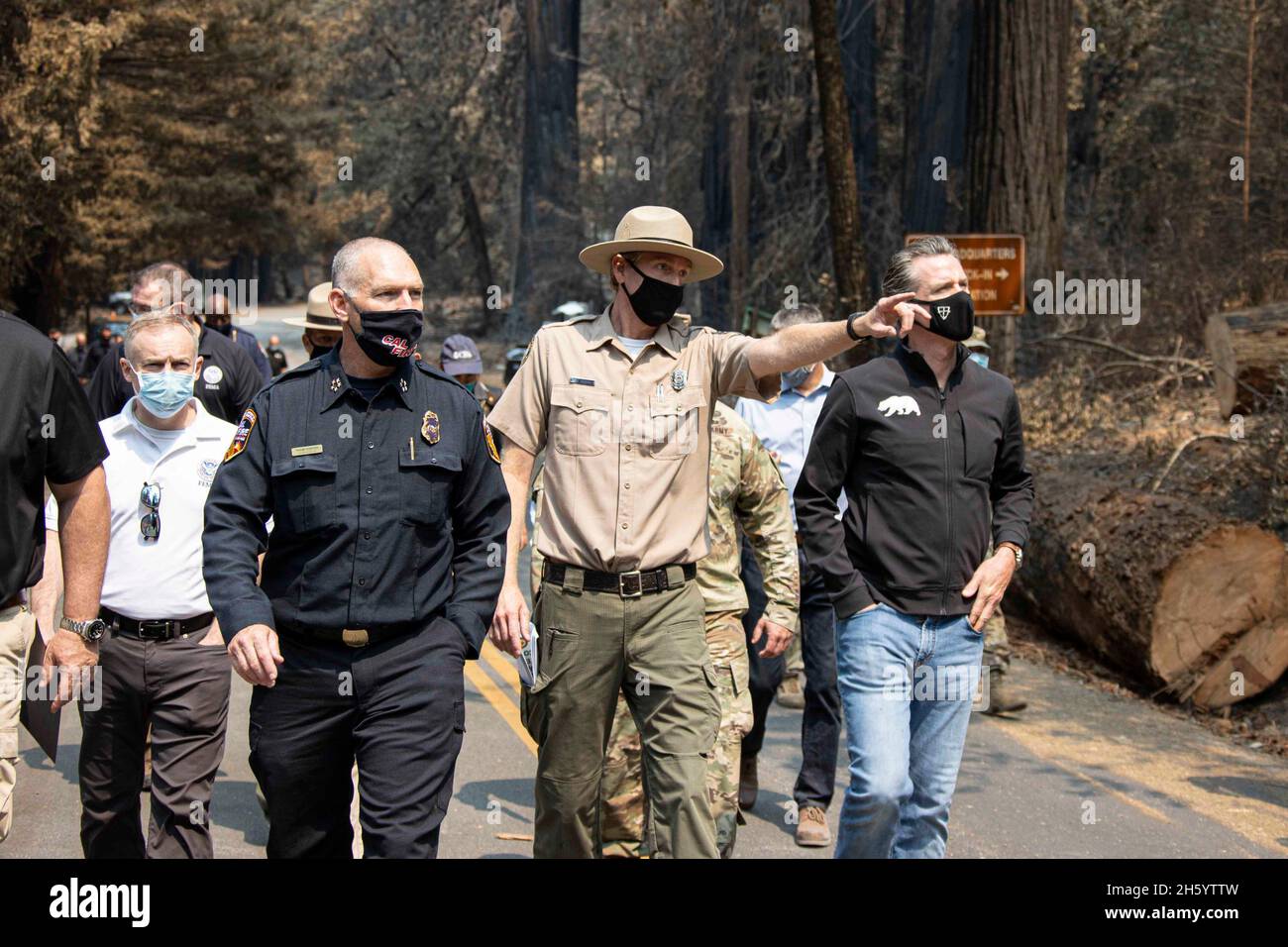 Governor Gavin Newsom surveyed the damage to Big Basin Redwoods State ...