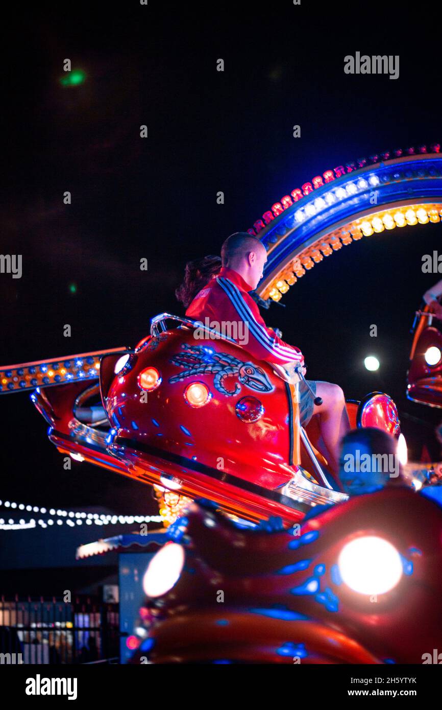 moon park, amusement park in the evening Stock Photo - Alamy