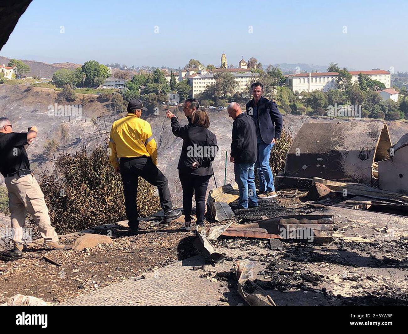 Gavin Newsom surveys damage caused by the Getty Fire, Los Angeles ...
