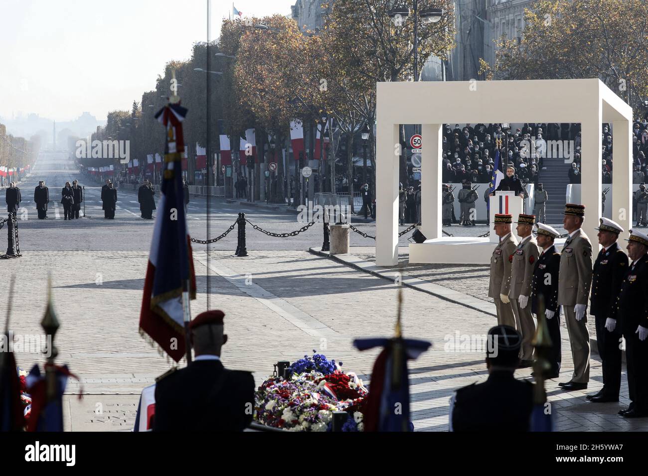 Paris, France. 11th Nov, 2021. French President Emmanuel Macron during ...