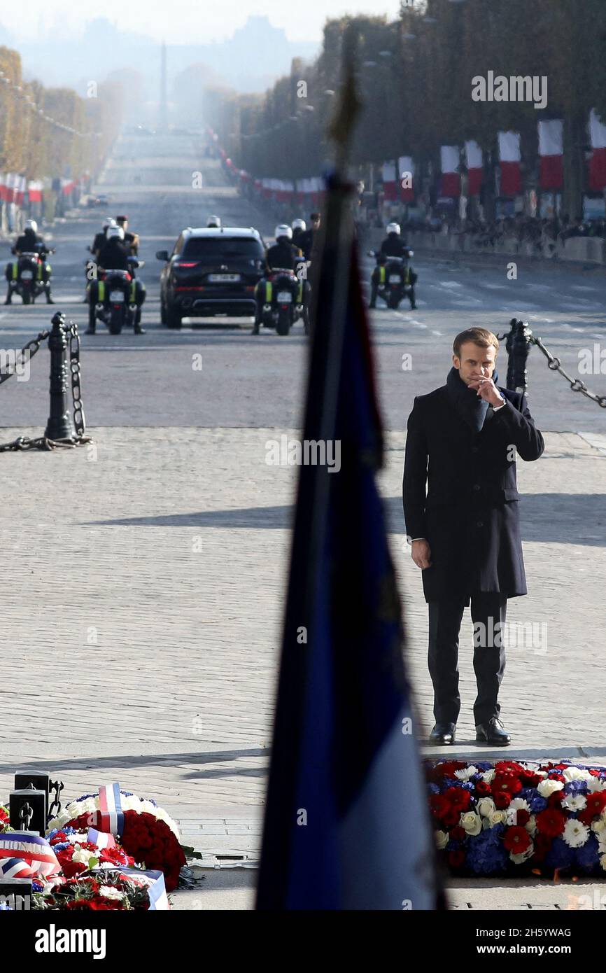 Paris, France. 11th Nov, 2021. French President Emmanuel Macron during ...