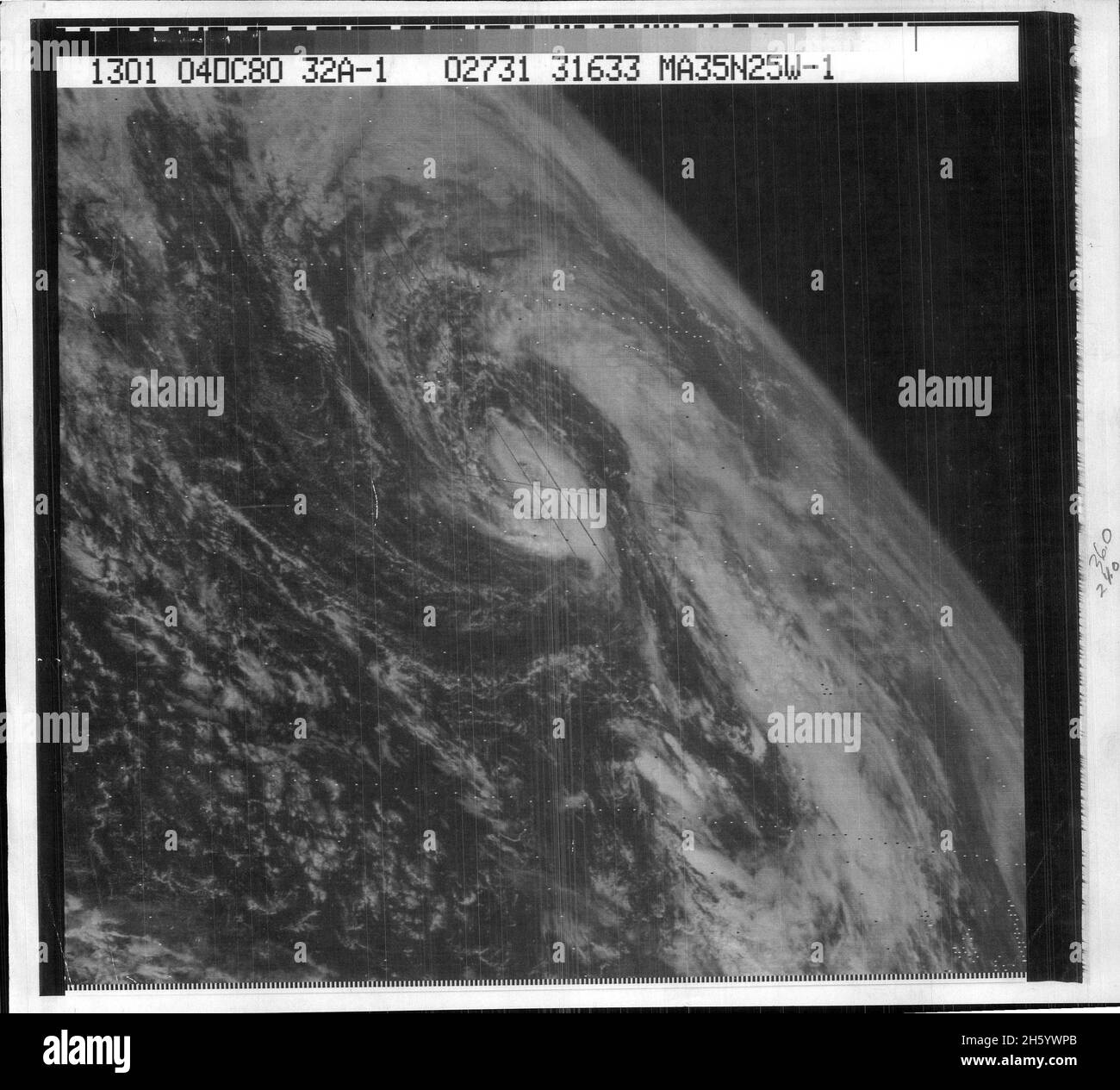 Hurricane Ivan (1980) as seen from satellite on October 4, 1980 Stock ...
