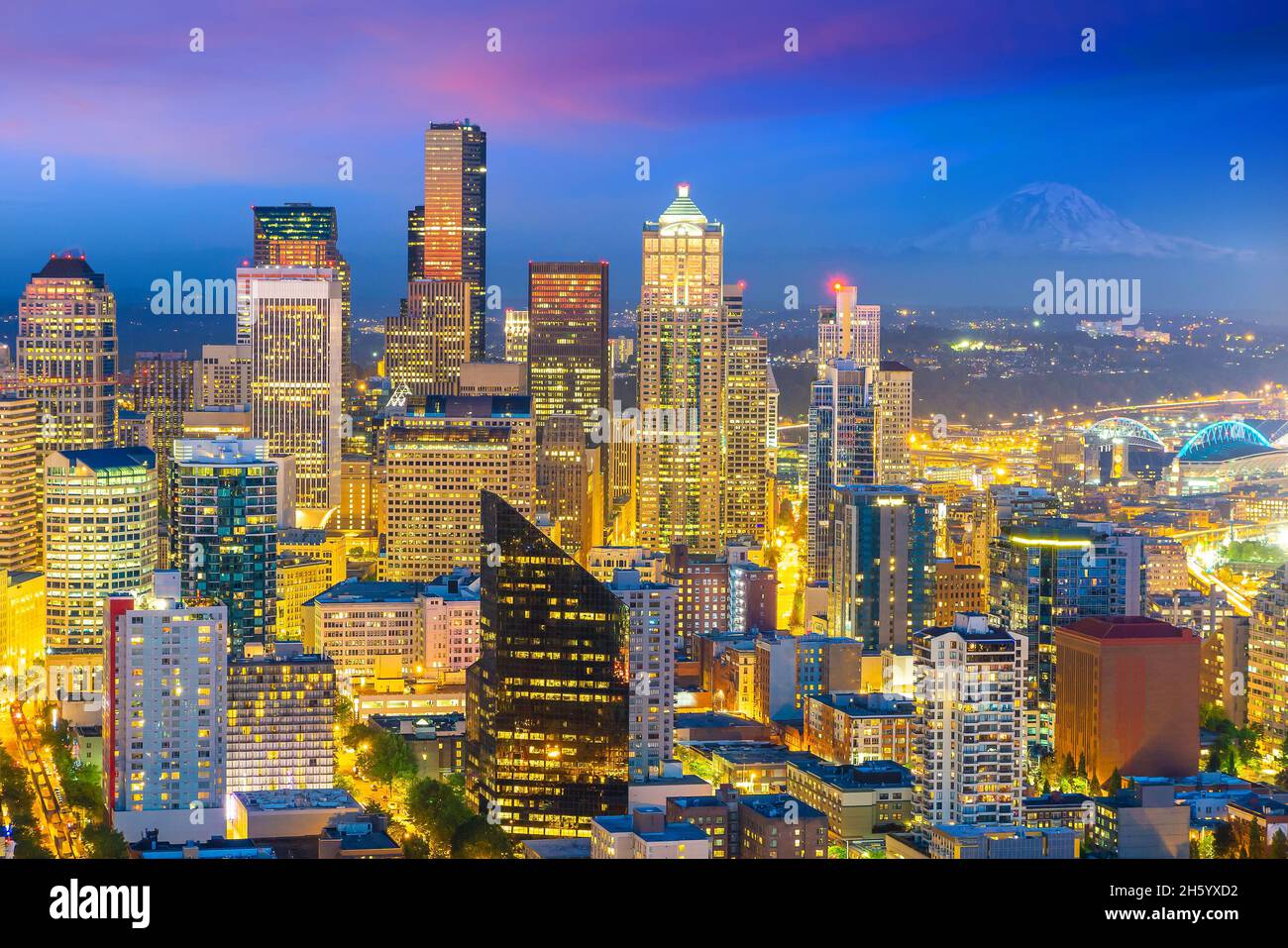 Seattle city downtown skyline cityscape in Washington State, USA Stock ...