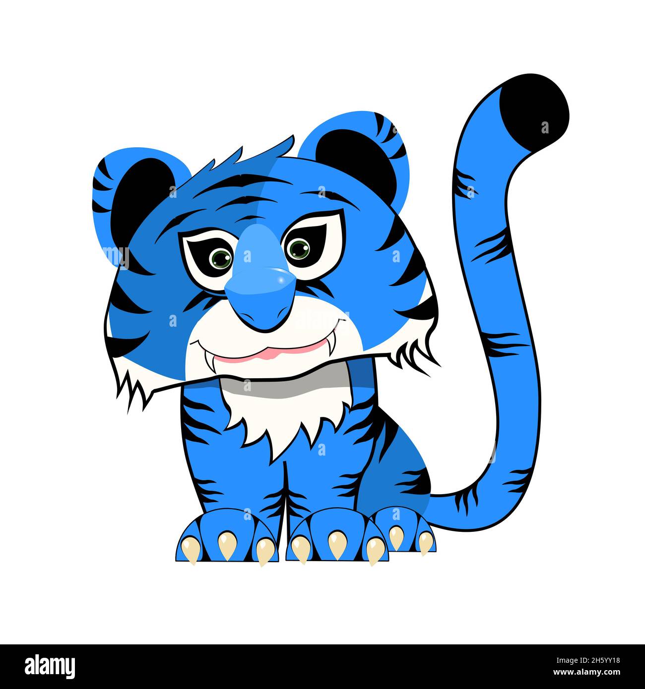 Illustration Symbolic Blue Tiger on White Background Stock Photo - Alamy