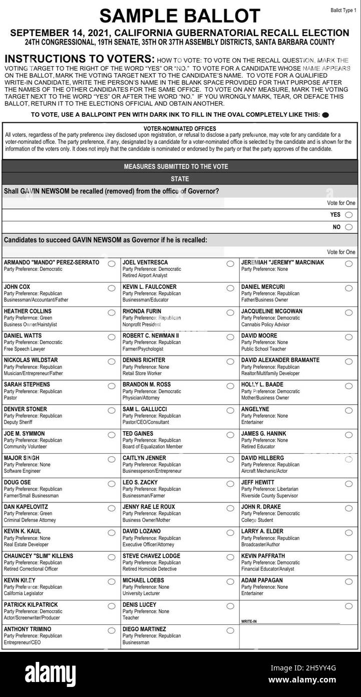 Santa barbara county sample ballot hi-res stock photography and images ...