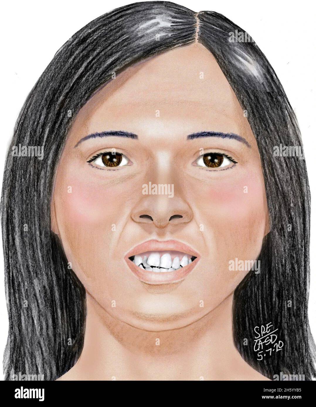 Forensic sketch of an unidentified female discovered in Carson ...