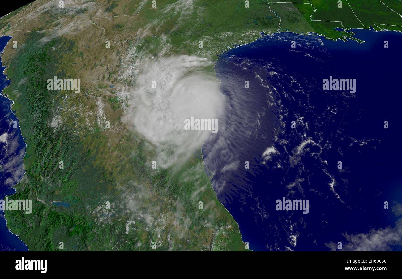 This image shows Tropical Storm Erika just after landfall in ...