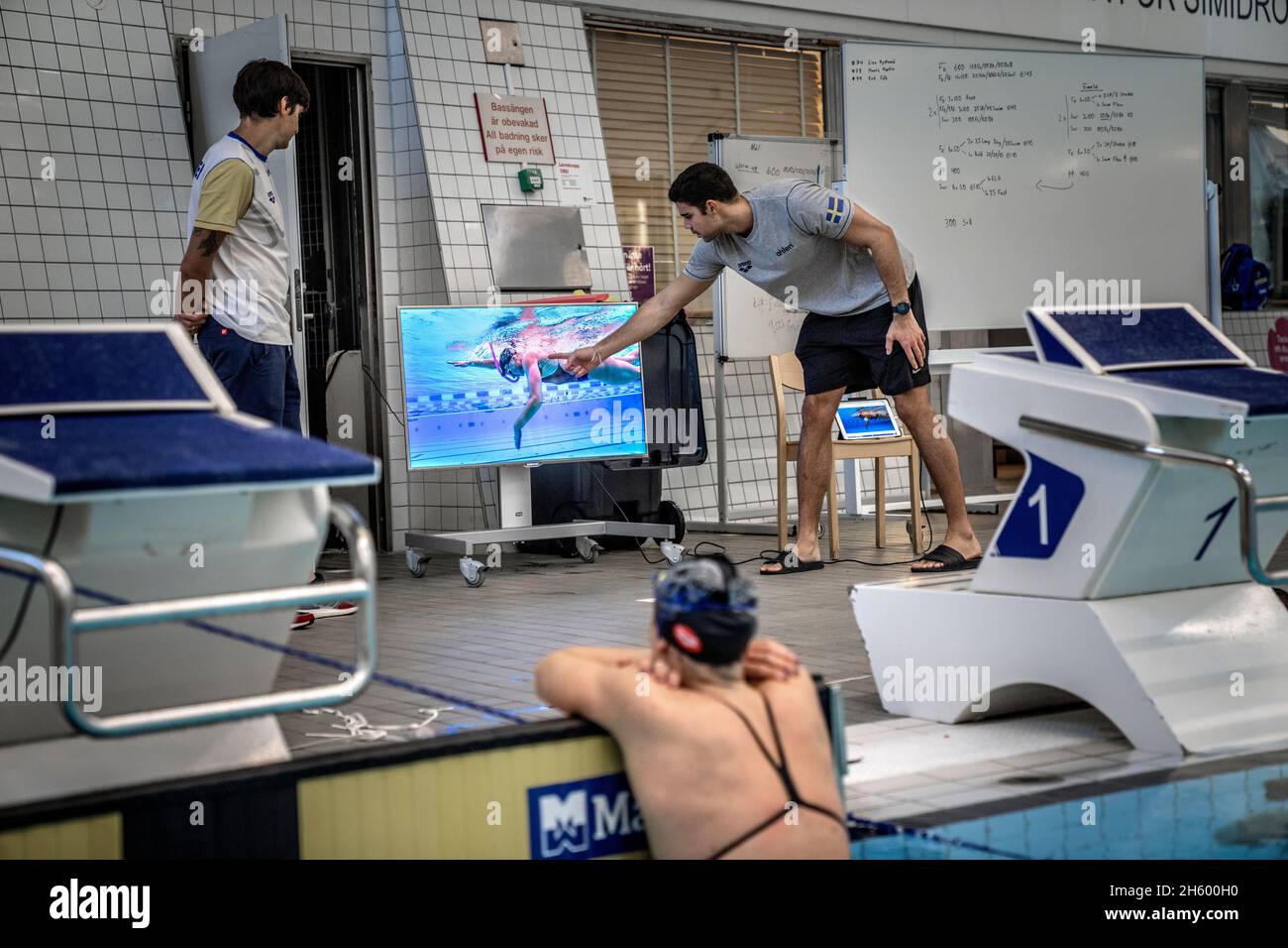 Swedish Olympic gold medalist swimmer Sarah Sjostrom training at ...