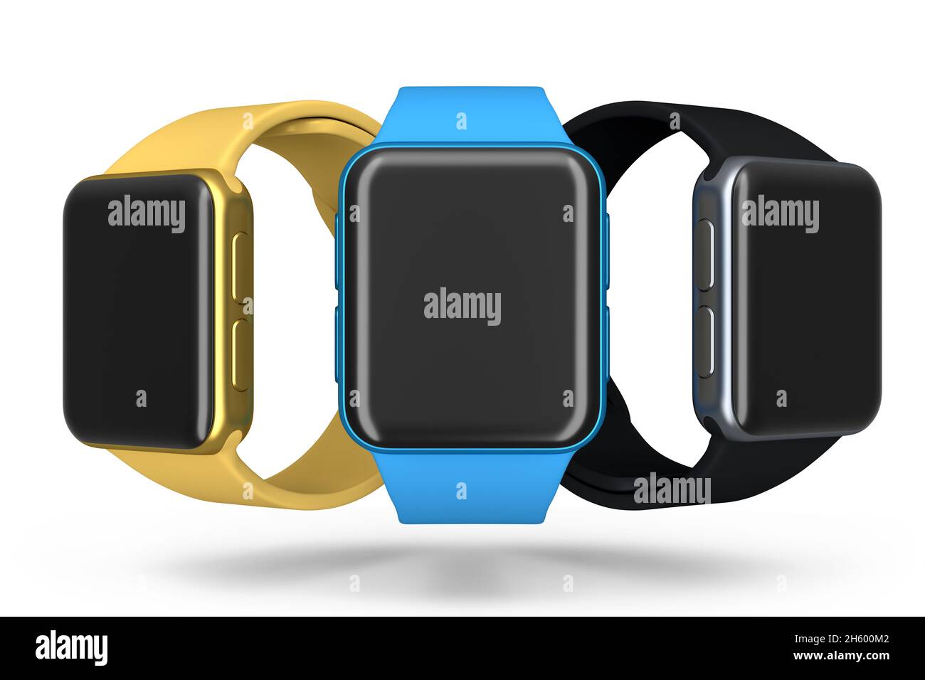 Set of smart watches or fitness tracker on white background.. 3D render ...