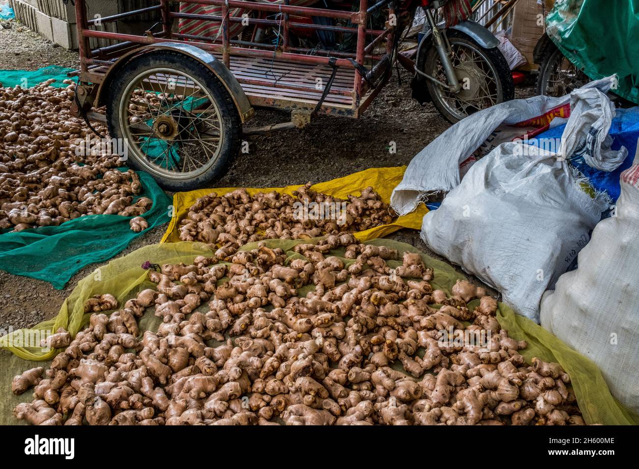 July 2017. Ginger, here drying in the street, is a common local cash ...