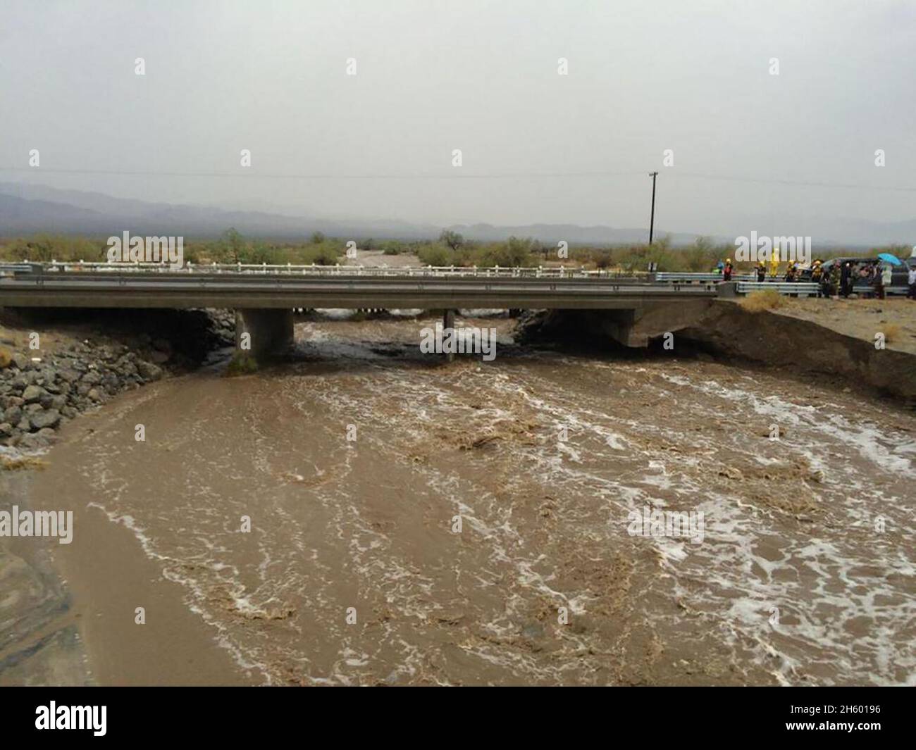 Flash flooding under a bridge in Riverside, California, due to ...