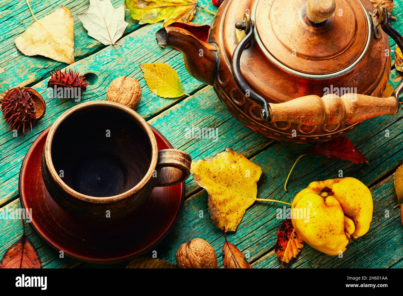 Homemade fruit tea from autumn quince.Hot apple tea drink Stock Photo ...