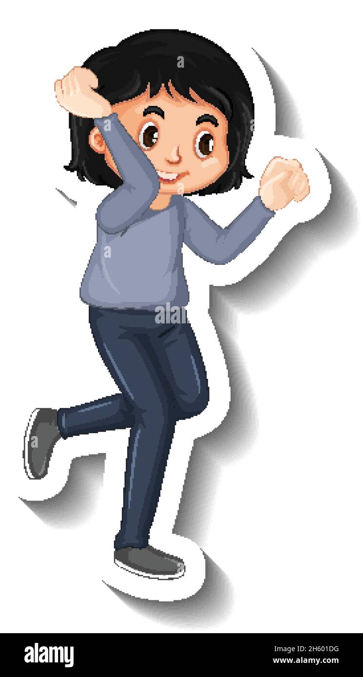 Girl throwing something cartoon character illustration Stock Vector ...