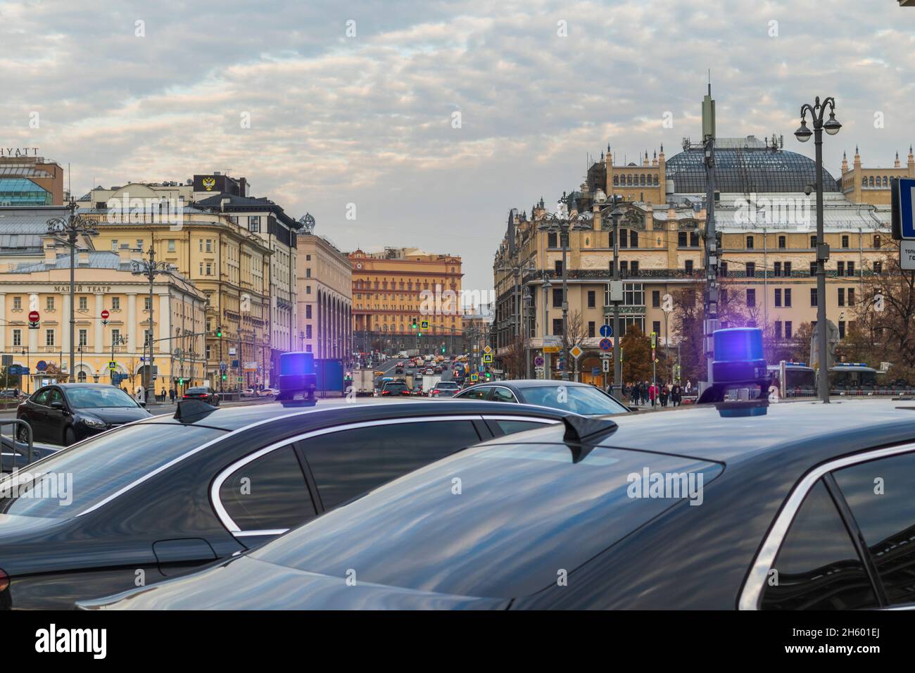 car government motorcade flasher siren transport street vip.Moscow ...