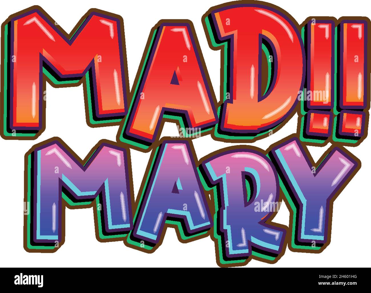 Mad Mary word logo on white background illustration Stock Vector Image ...