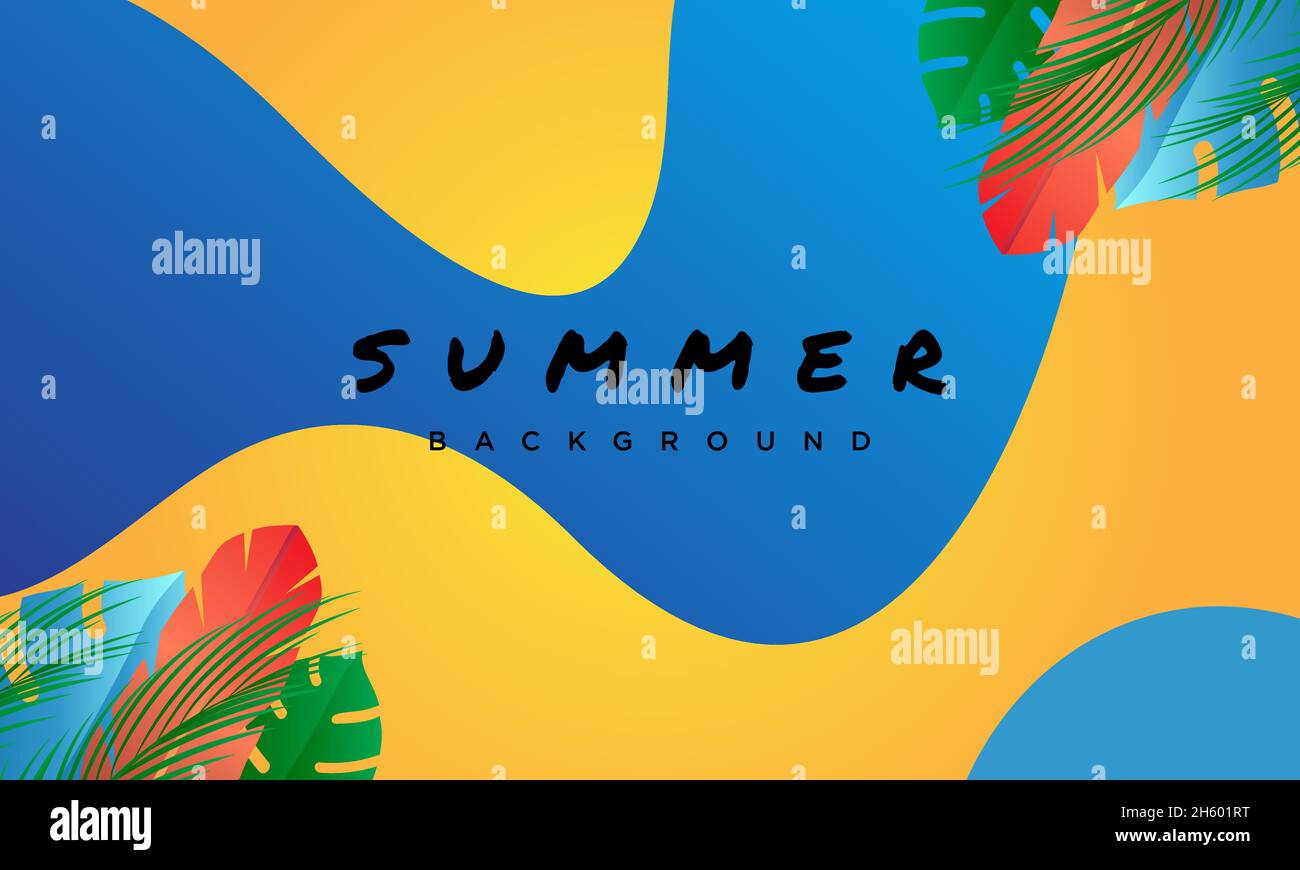 Summer Background With Tropical Leaves colorful Stock Vector Image ...
